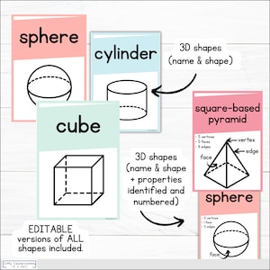 Pastel 2D and 3D Shape Posters Editable Classroom Posters Bundle 2D ...