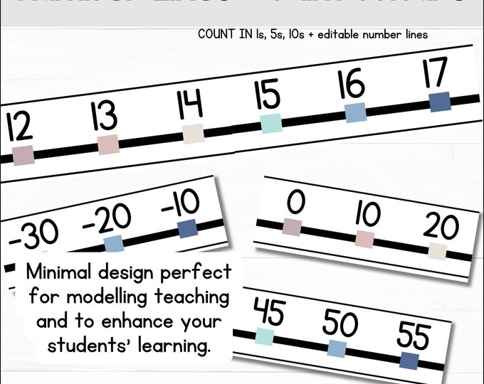 Printable Boho Neutral Large Number Line, Large Number Line Wall ...