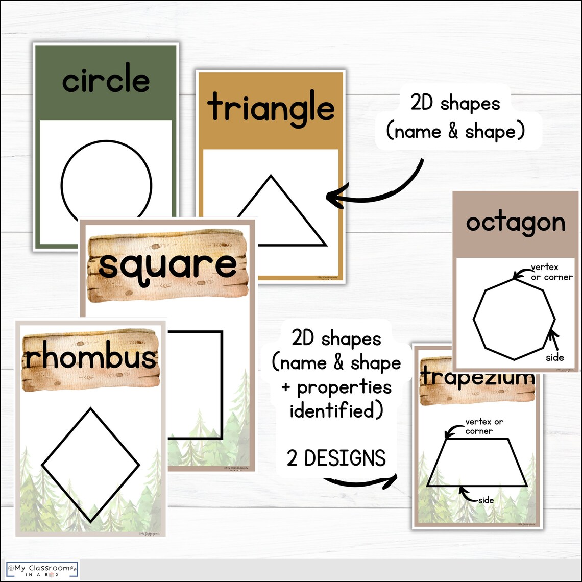 Woodland Shape Posters 2D Shape Posters With Properties 3D Shape ...