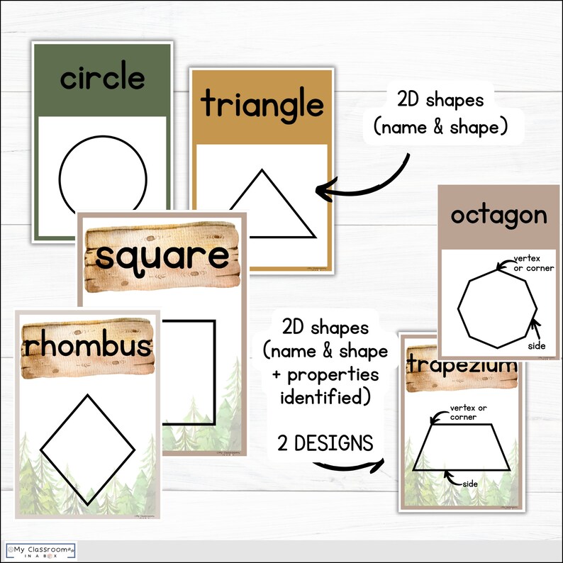 Woodland Shape Posters 2D Shape Posters With Properties 3D Shape ...
