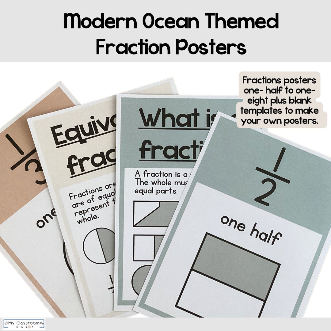 Modern Ocean Fractions Display Pack Fraction Posters and Fraction Wall ...
