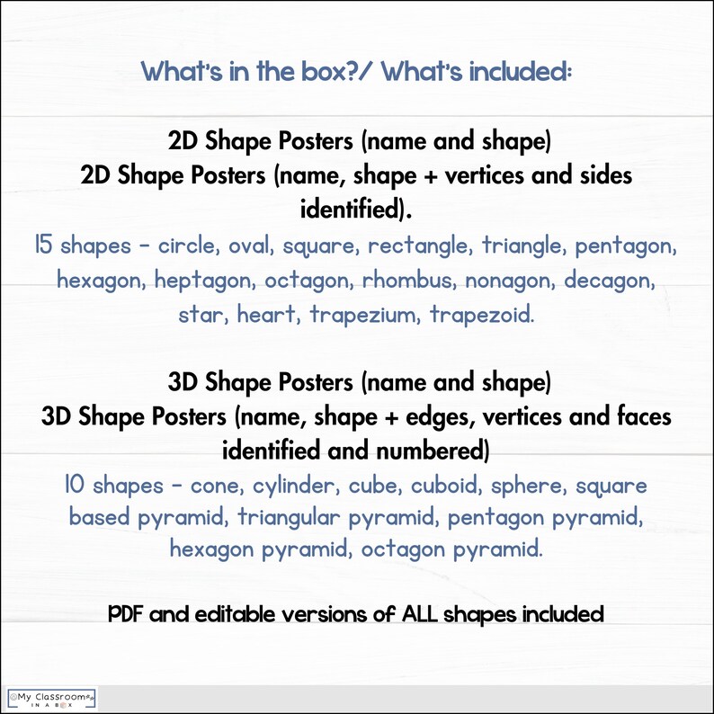Boho 2D and 3D Shape Posters Editable Classroom Posters Bundle 2D Shape ...