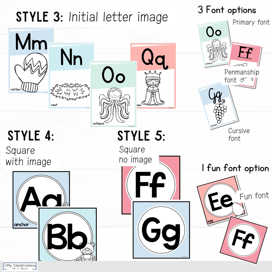 Pastel Alphabet Posters Handwriting Frieze for Classroom Editable Sign ...