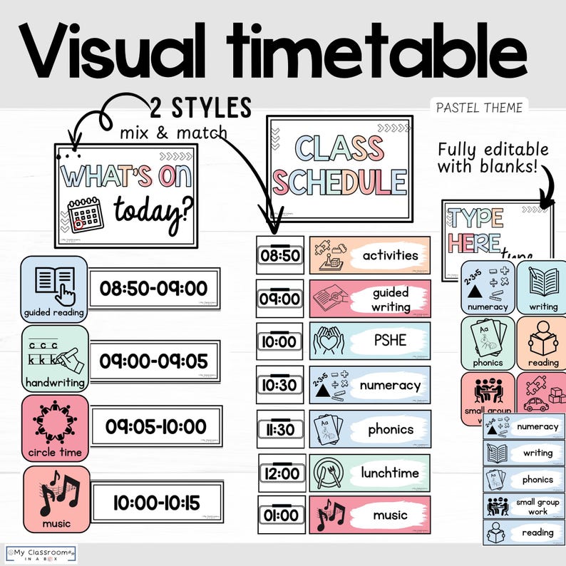 Visual Timetable Class Timetable Class Schedule Cards Daily Schedule ...