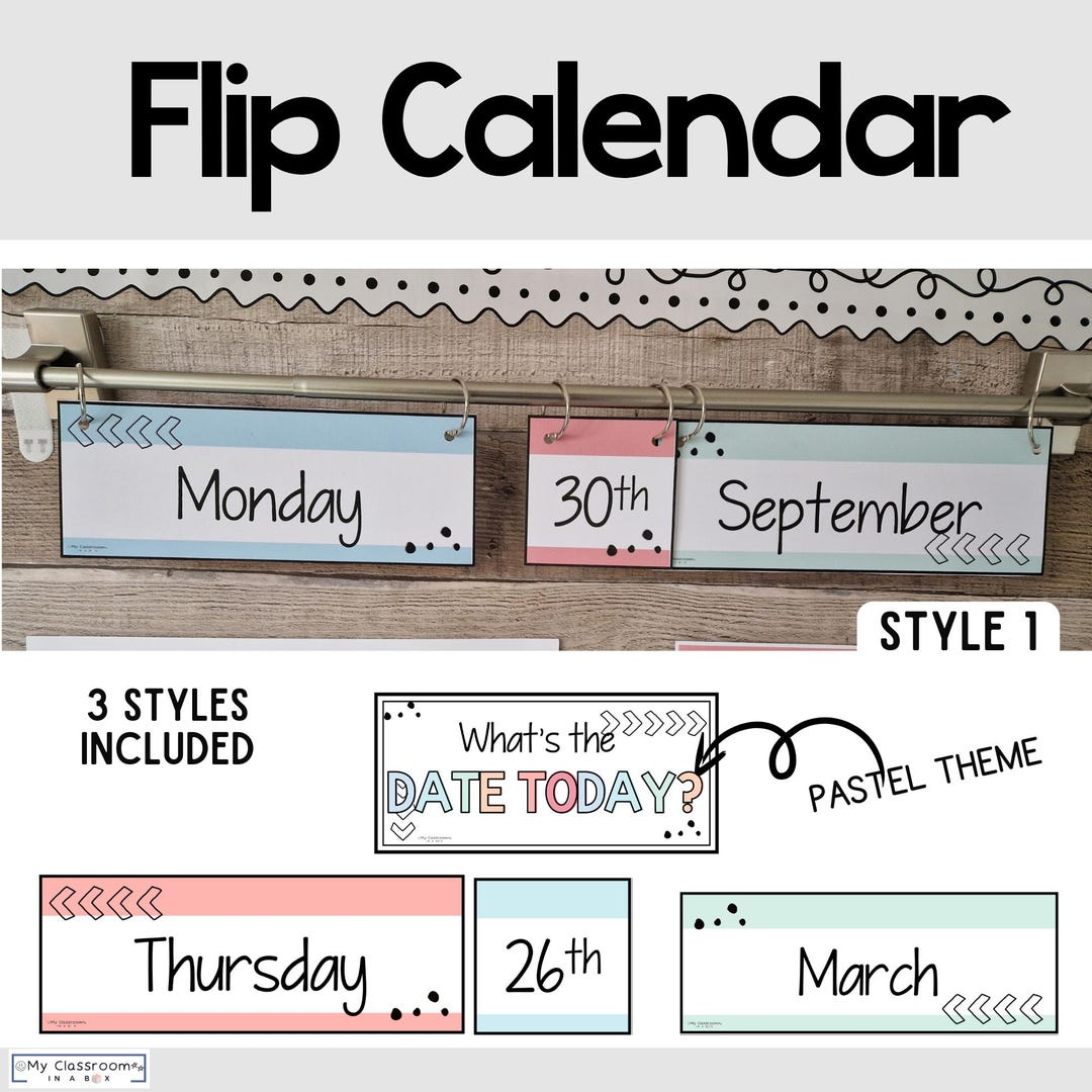Pastel Flip Calendar Instant Download - Etsy
