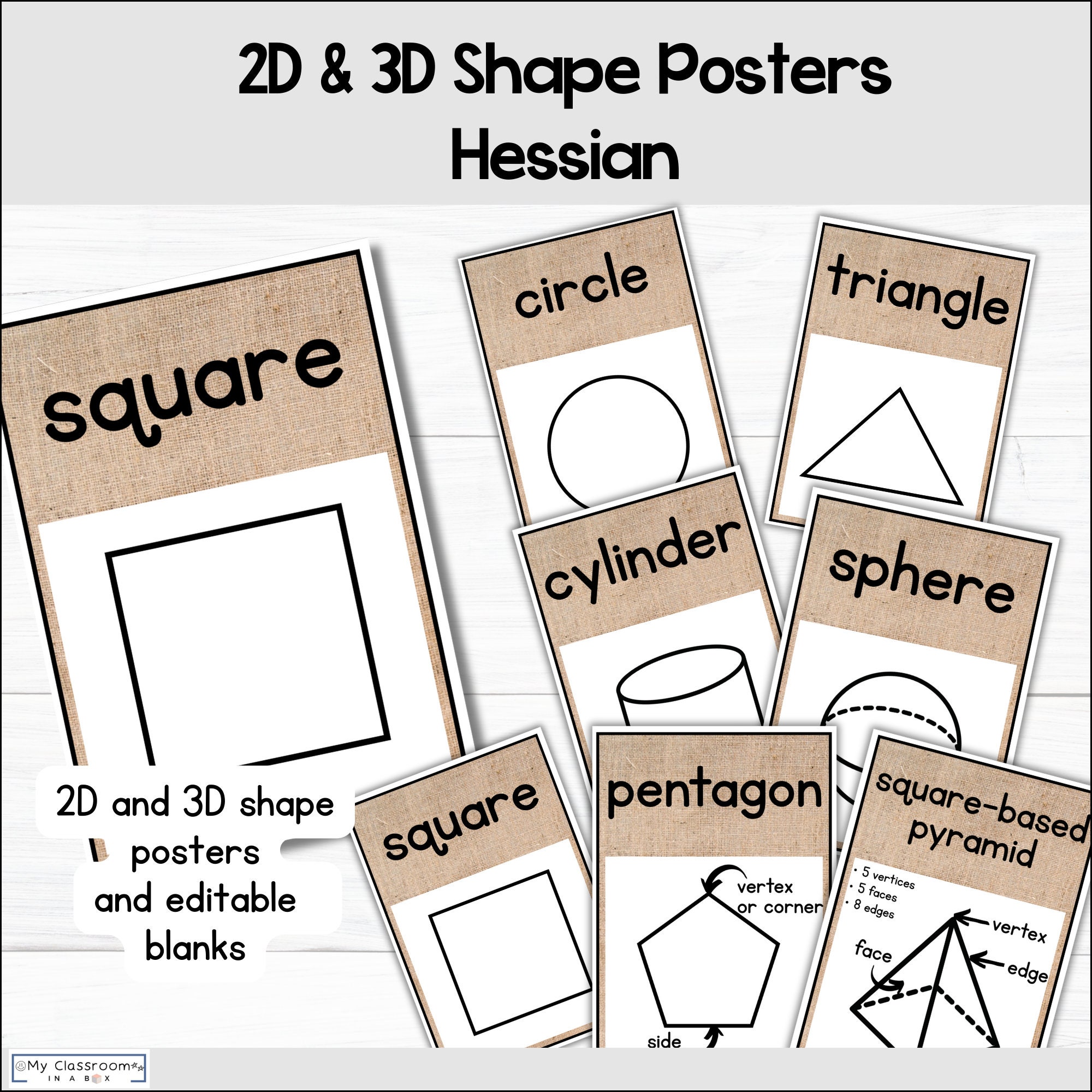 2D and 3D Shape Posters With Properties L 3D and 2D Shape Posters for ...