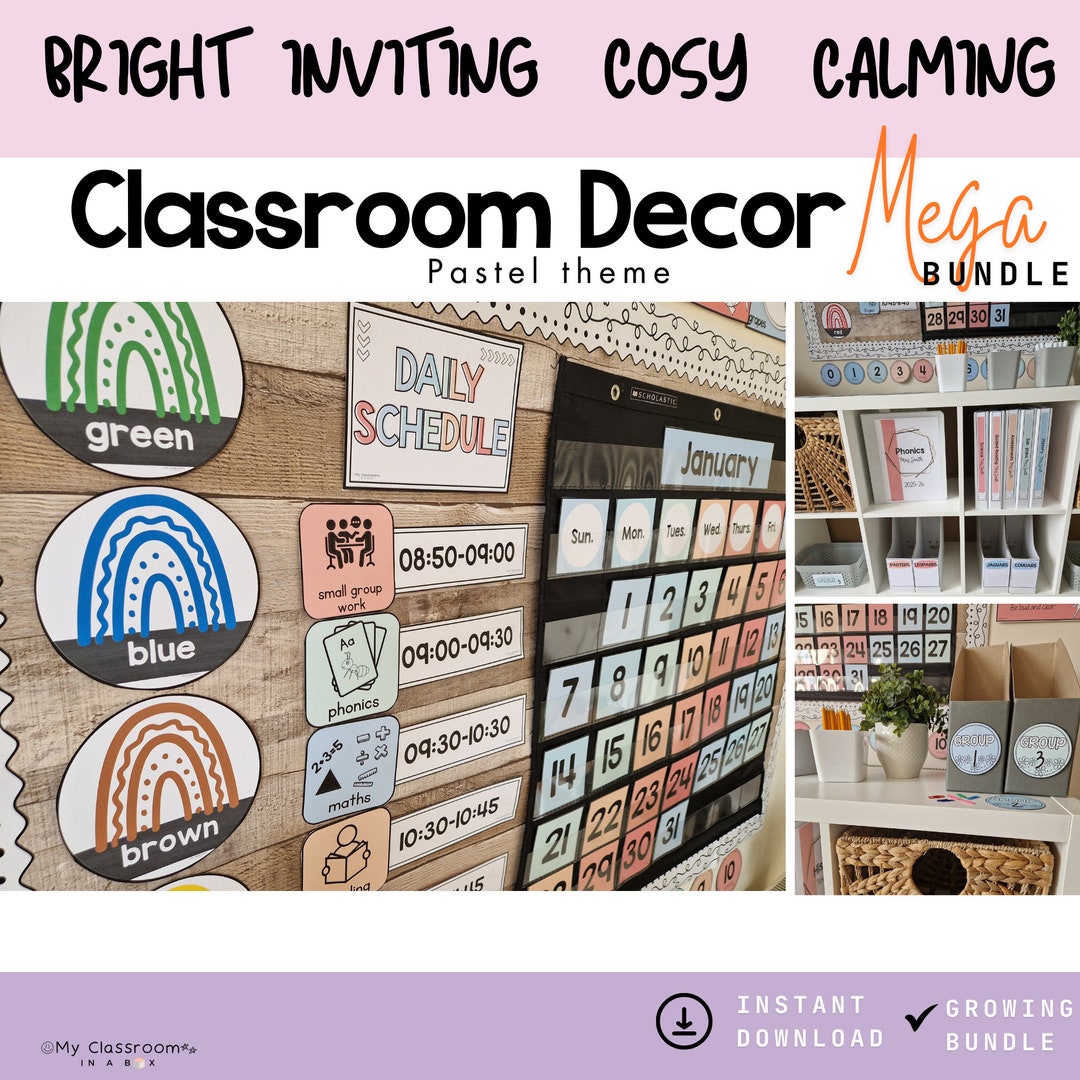 Classroom Decor Bundle Mega Bundle Pastel Theme Calm Classroom Decor ...