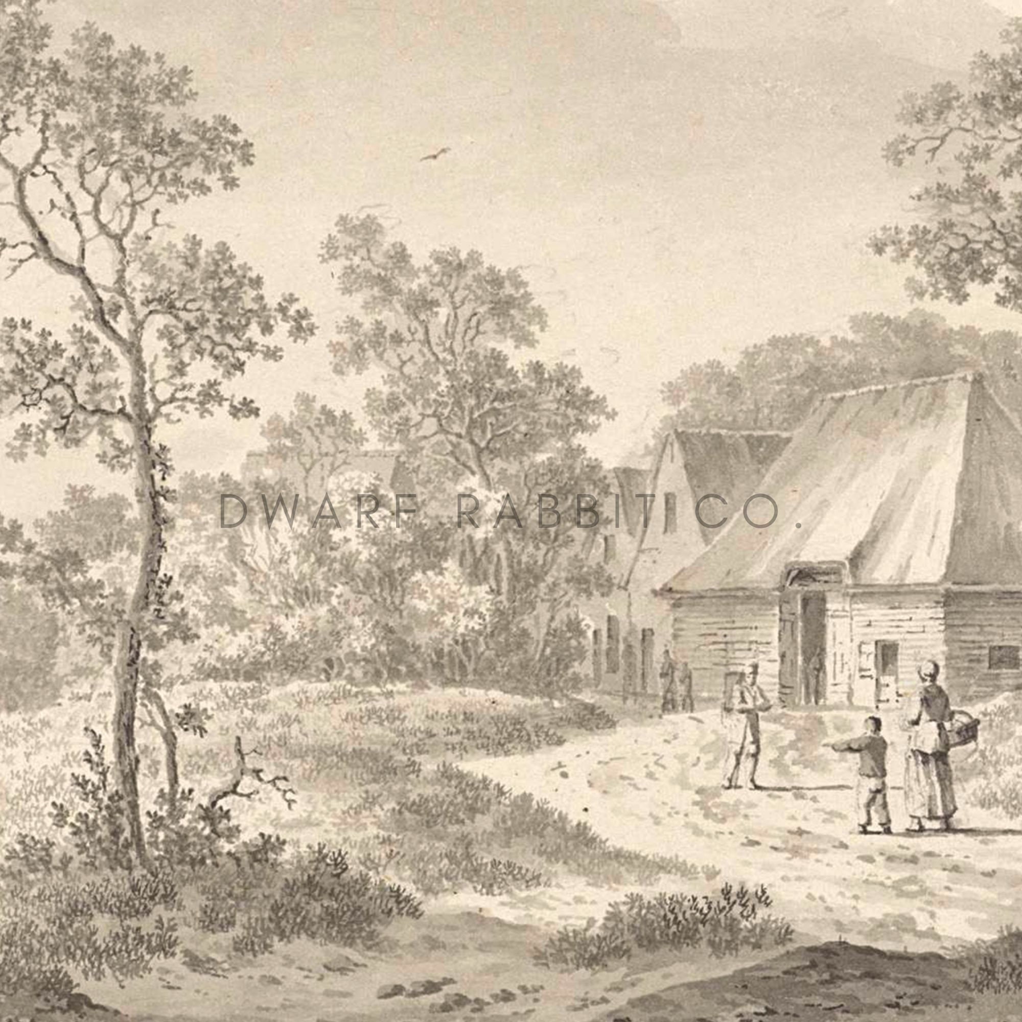 Vintage Sketch Landscape Drawing, Sketch Landscape Wall Art, Farmhouse ...