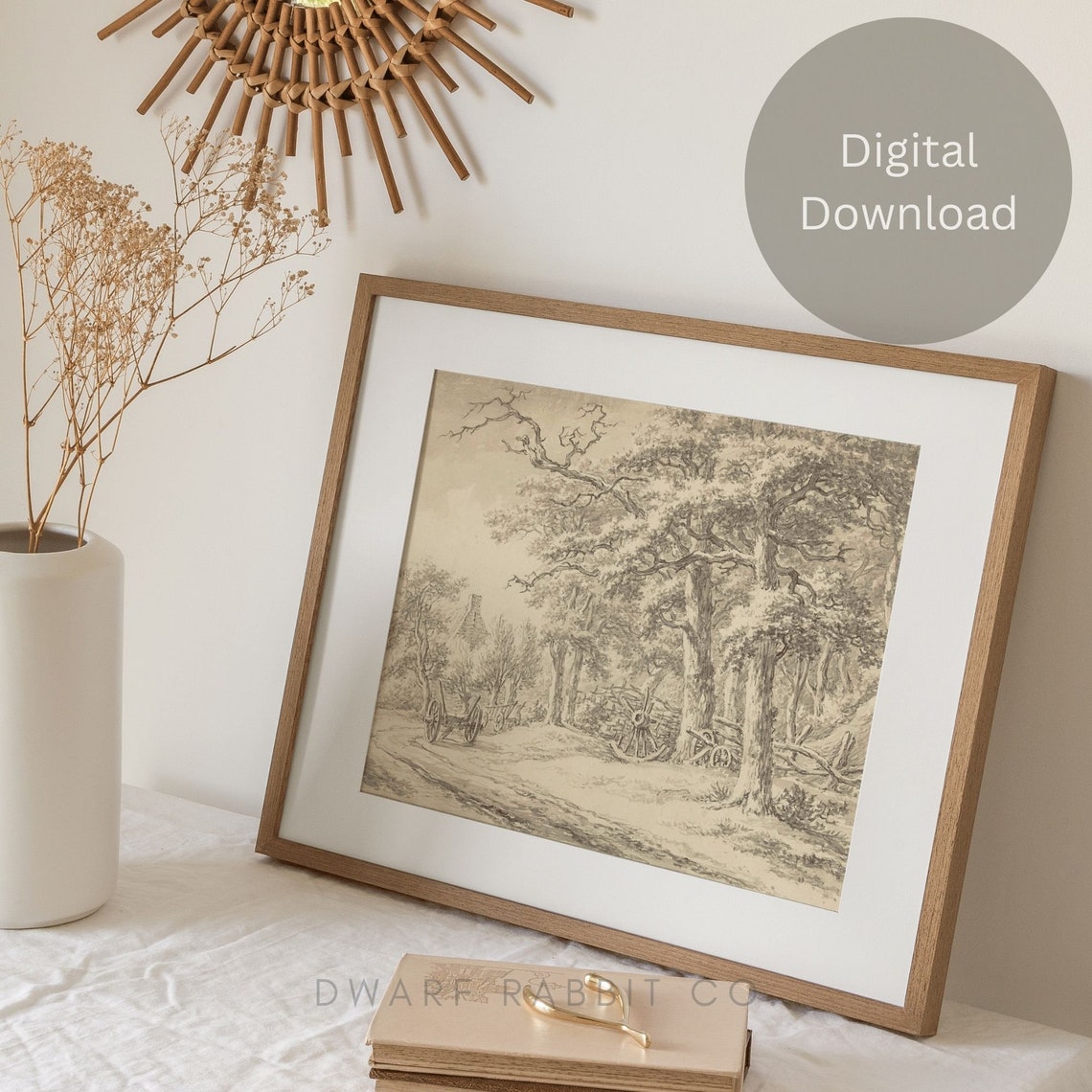 Vintage Sketch Landscape Drawing Sketch Landscape Wall Art - Etsy