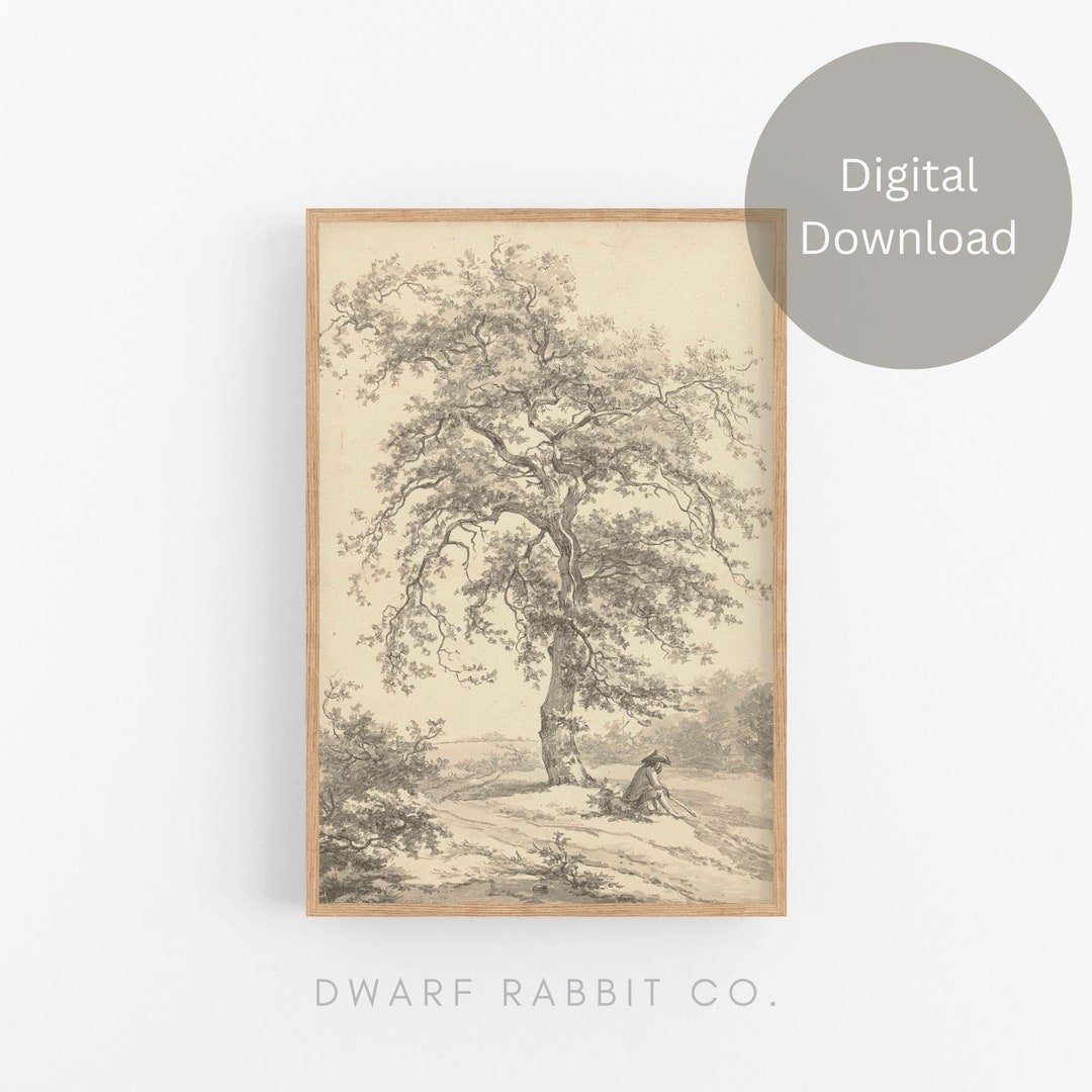 Vintage Sketch Landscape Drawing, Sketch Landscape Wall Art, Farmhouse ...