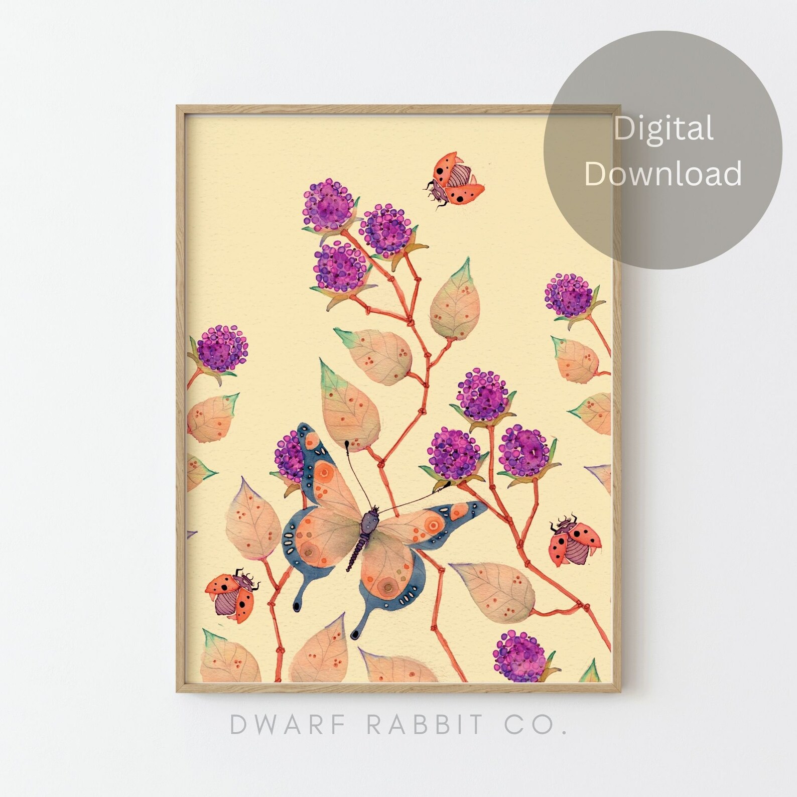 Watercolor Butterfly and Flower Drawing, Butterfly and Botanical Sketch ...