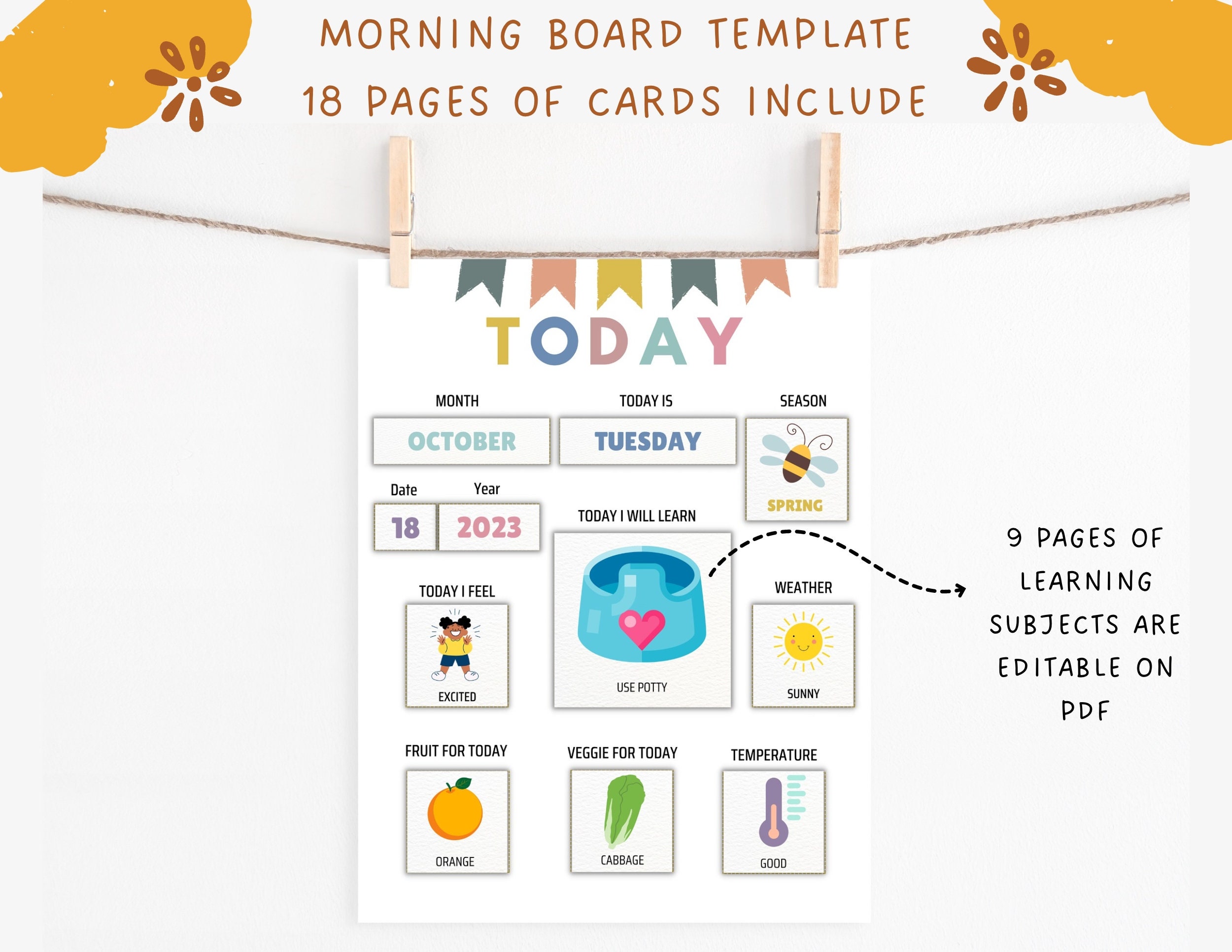 Kids Morning Board Toddler Routine Chart Kids Daily Schedule ...