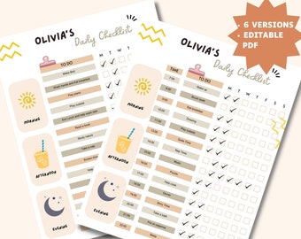 Editable Kids Daily Routine Checklist. Morning Routine Kids - Etsy