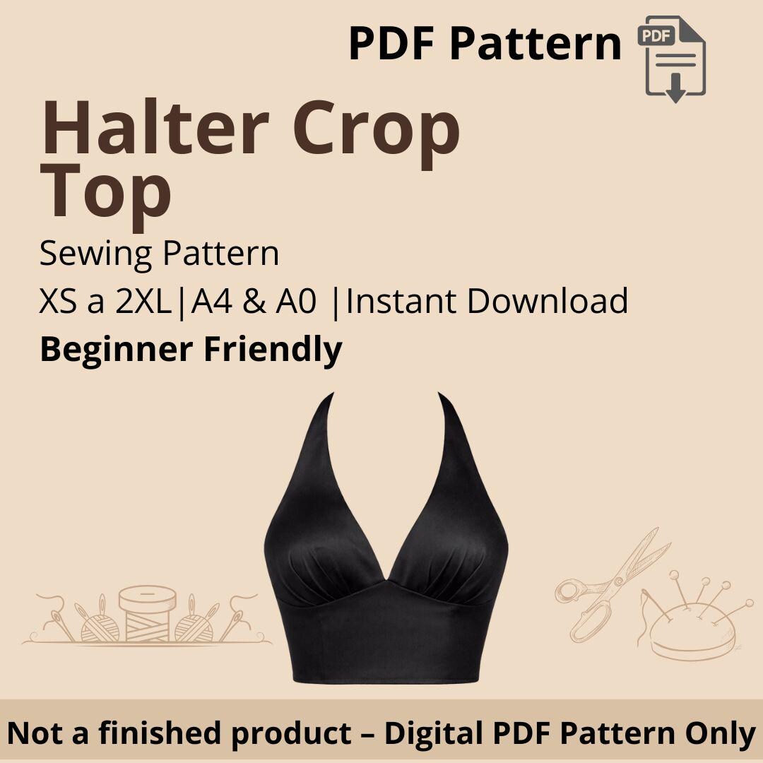 Halter Crop Top Sewing Pattern | Size XS to 2XL | Instant Download ...