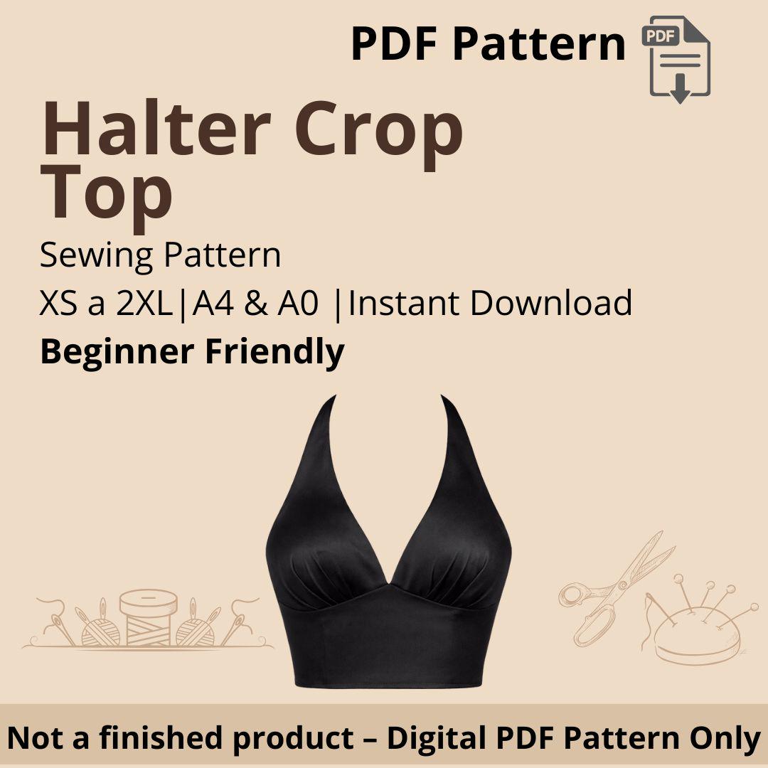 Halter Crop Top Sewing Pattern | Size XS to 2XL | Instant Download ...