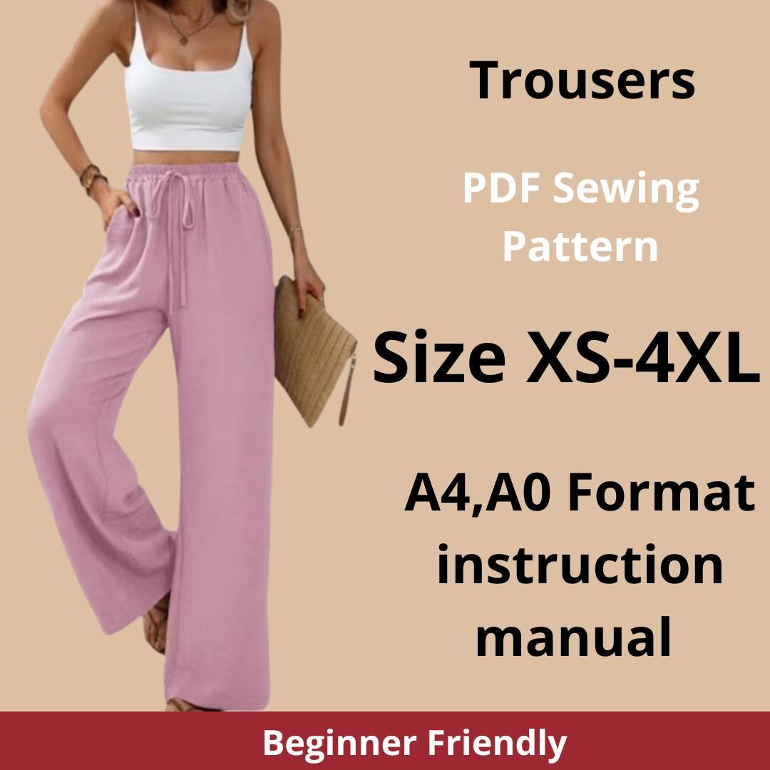 Wide Leg Trousers Sewing Pattern: Women's XS-4XL (digital Download A4 ...