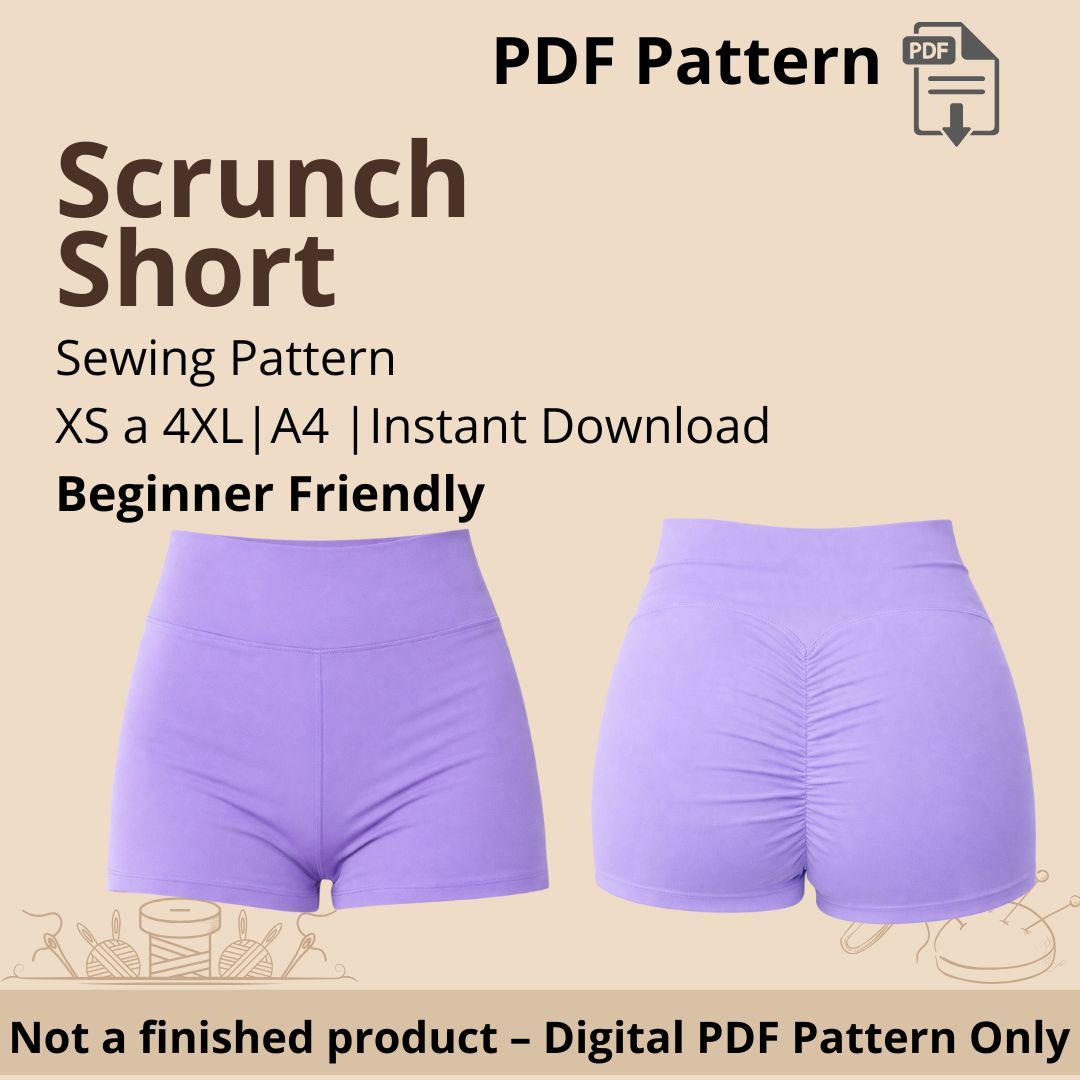 Scrunch Booty Shorts Sewing Pattern: High Waist Activewear (sizes XS ...