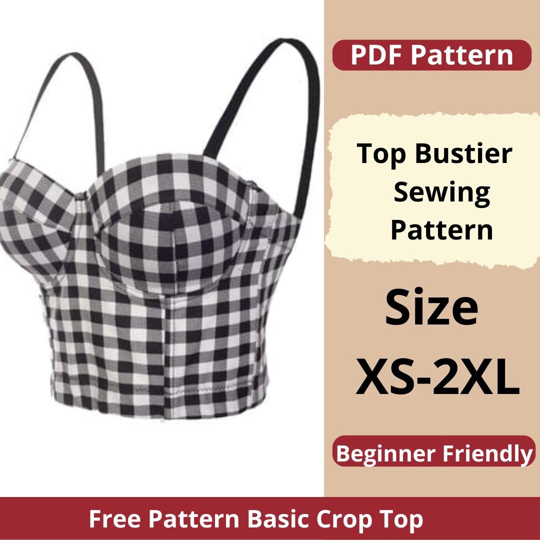 Top-bustier Sewing Pattern Sizes XS to 2XL Instant Download Easy to ...