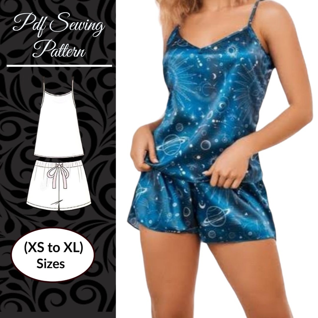 Women's Pajama Set PDF Pattern sleepwear Satin Pajama Sizes XS to 3XL ...