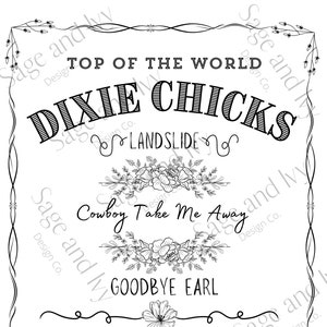 Dixie Chicks Digital SVG File, 90's Country Music Digital Image, the ...