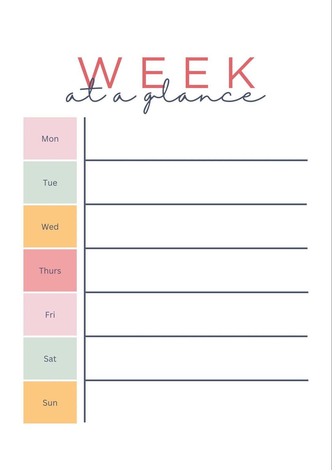 Colourful Weekly Planner - Etsy