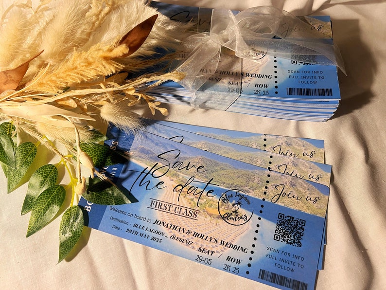 Save the Date Boarding Pass, Passport, Wedding Invite. Beach Wedding ...