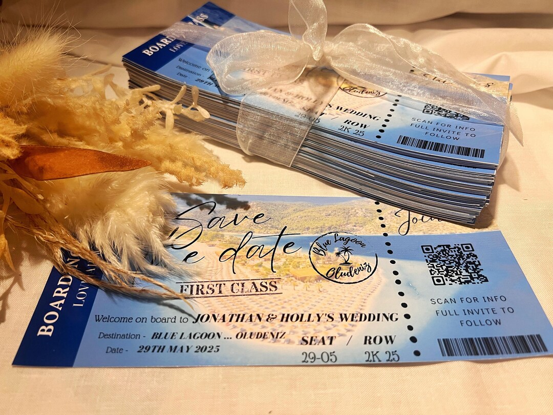 Save the Date Boarding Pass, Passport, Wedding Invite. Beach Wedding ...