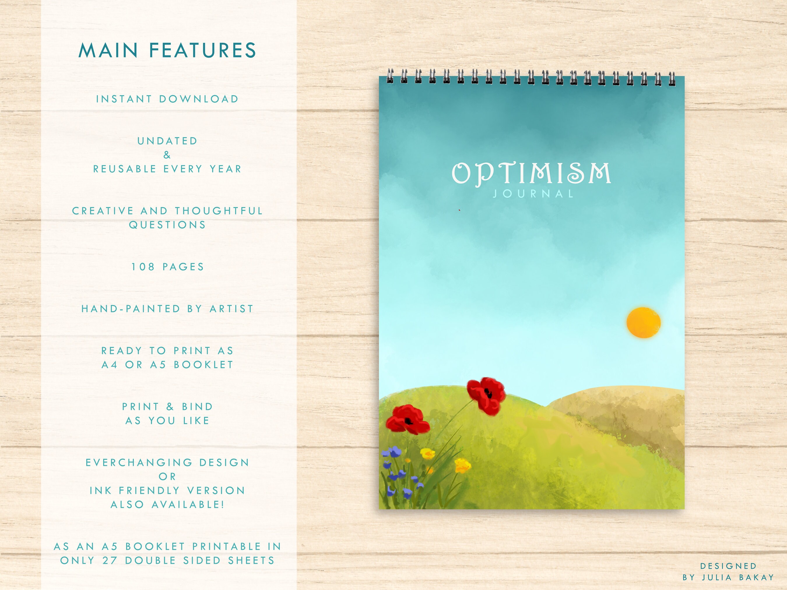 Printable Self Care Journal: Optimism Journal 100 Days PDF Booklet ...