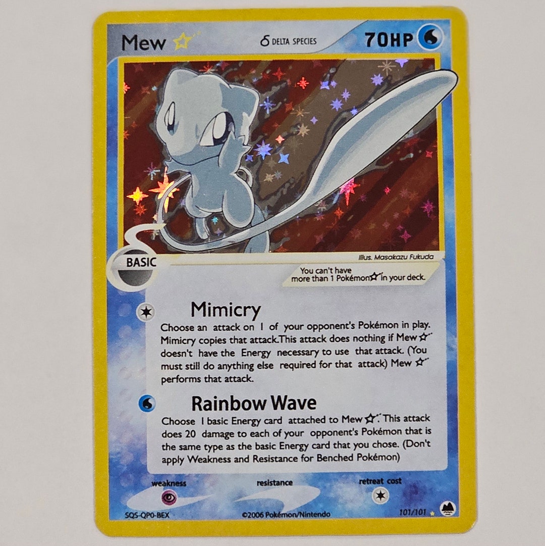 Mew Gold Star Handmade Holographic Card - Etsy