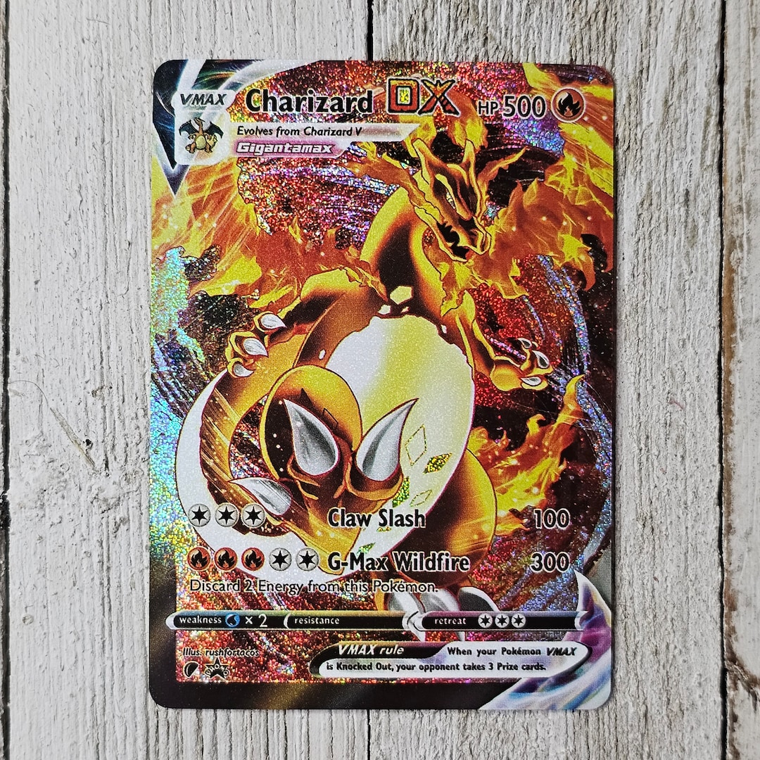 Charizard VMAX Custom Handmade Holographic Card - Etsy