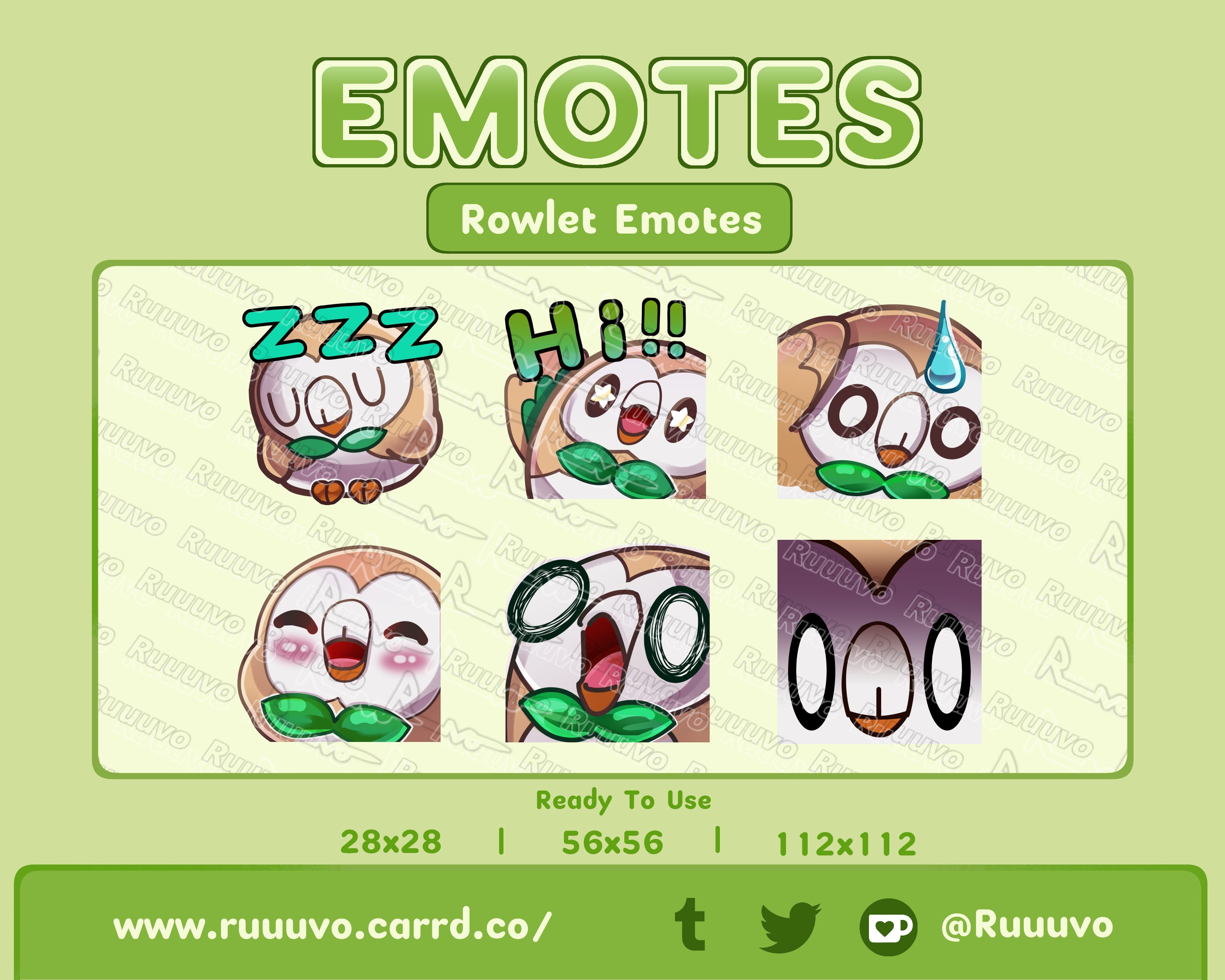 Rowlet Pokemon Emotes for Twitch Discord Youtube Emote/cute Owl Emote ...