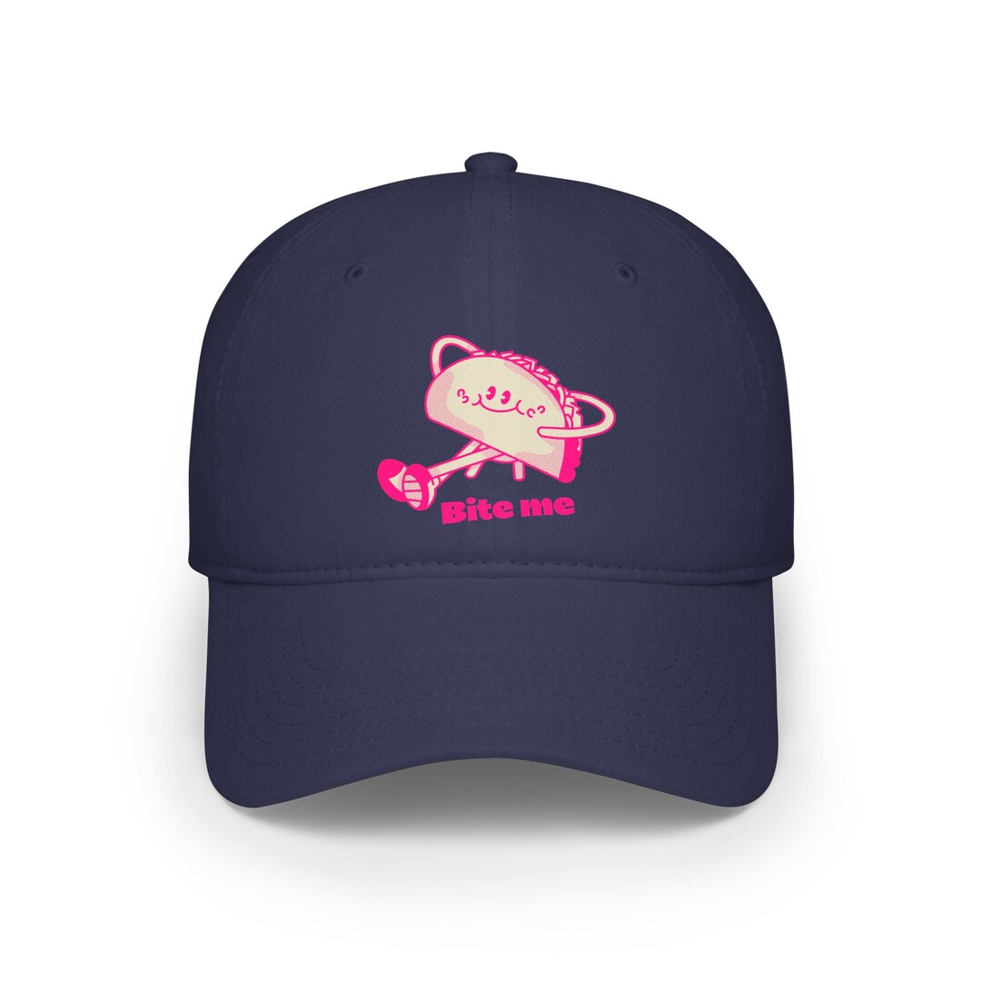BITE ME Taco Low Profile Baseball Cap, Fun Taco Hat, Bite Me Cartoon ...