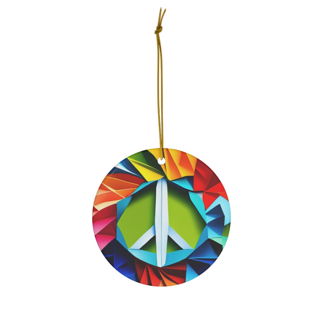 PEACE SIGN Ceramic Ornament, 4 Shapes, Peace Sign Car Ornament, Peace ...