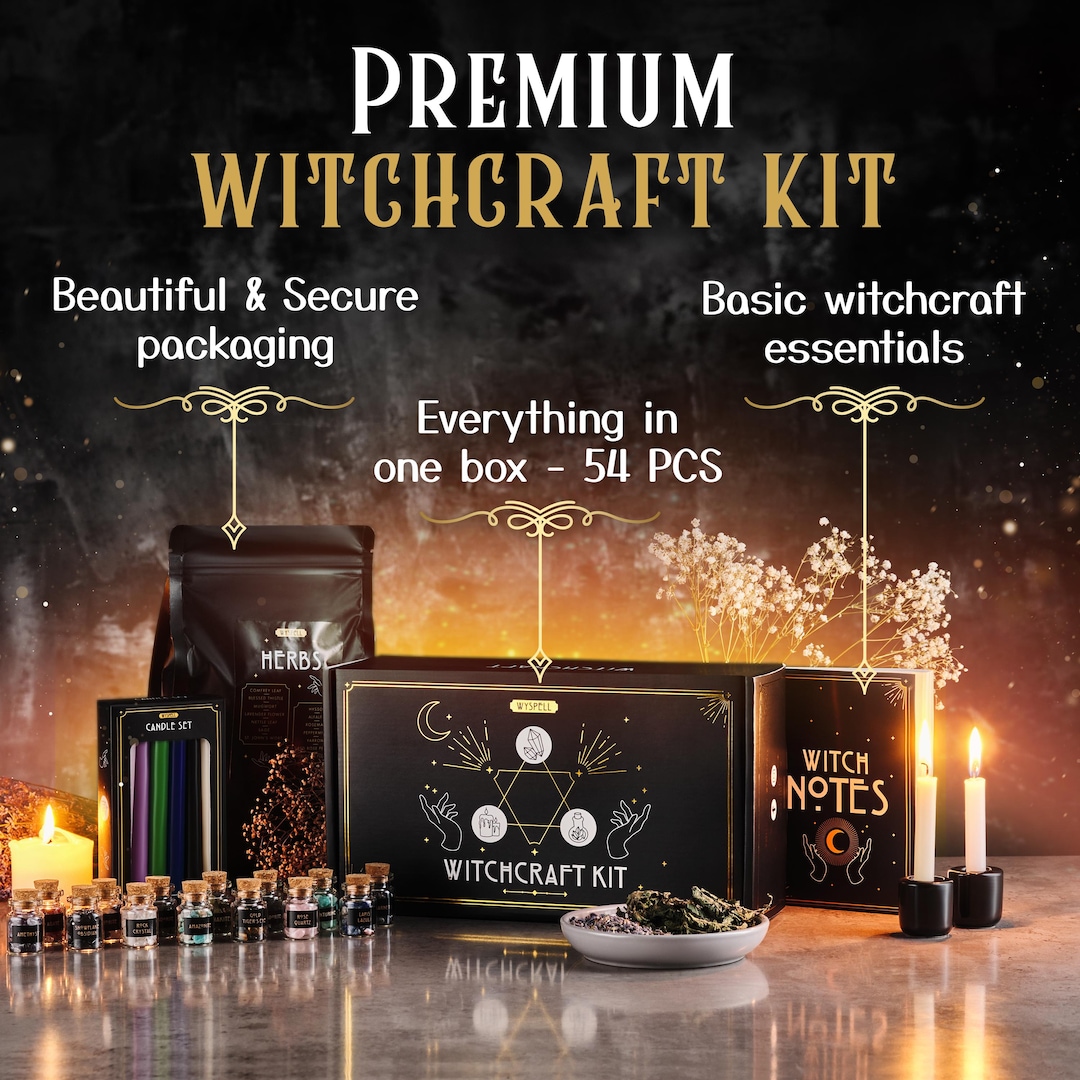 Witchcraft Supplies Kit 54 PCS Witch Set With Herbs Crystals Candles ...