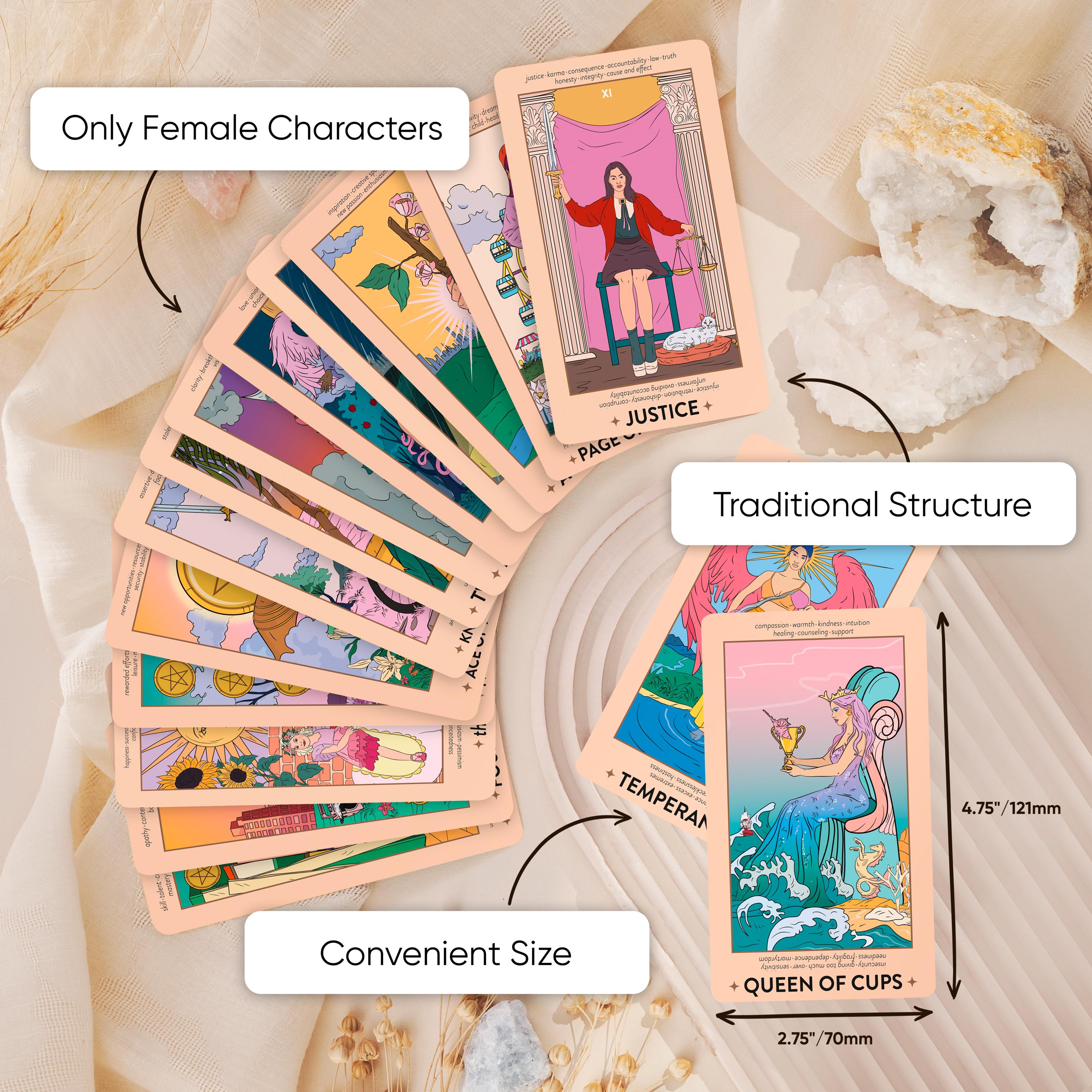 Complete 78 Card Beginner Tarot Deck With Guidebook Unique Luxury Indie ...