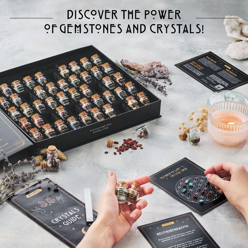 50 PCS Crystal Starter Kit for Beginners Wyspell Healing Crystal Set ...