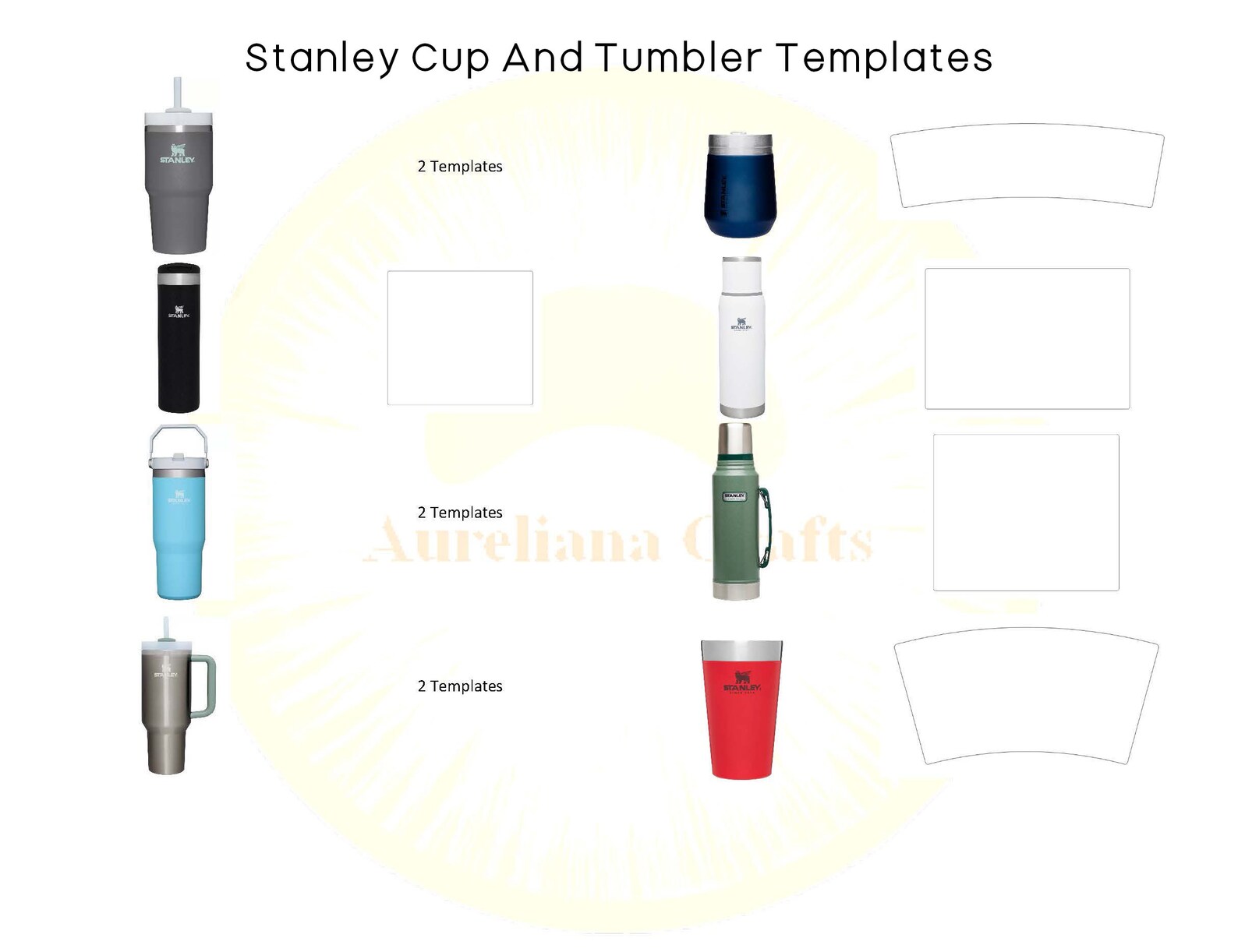 Stanley Cup Tumbler Template Collection Bundle (svg,png,jpg,dxf,pdf ...