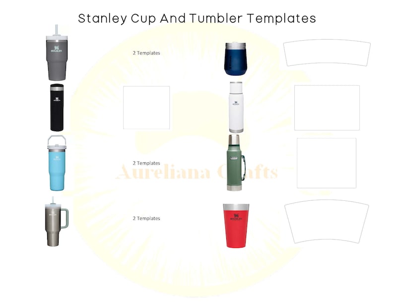 Stanley Cup Tumbler Template Collection Bundle (svg,png,jpg,dxf,pdf ...