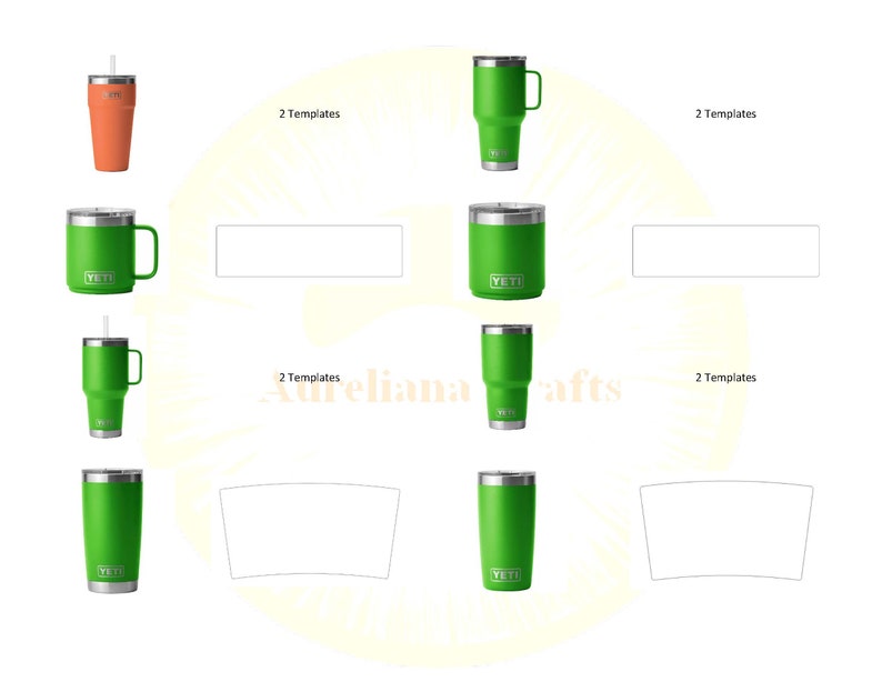 Yeti Cup Tumbler Template Collection Bundle (svg,png,jpg,dxf,pdf ...