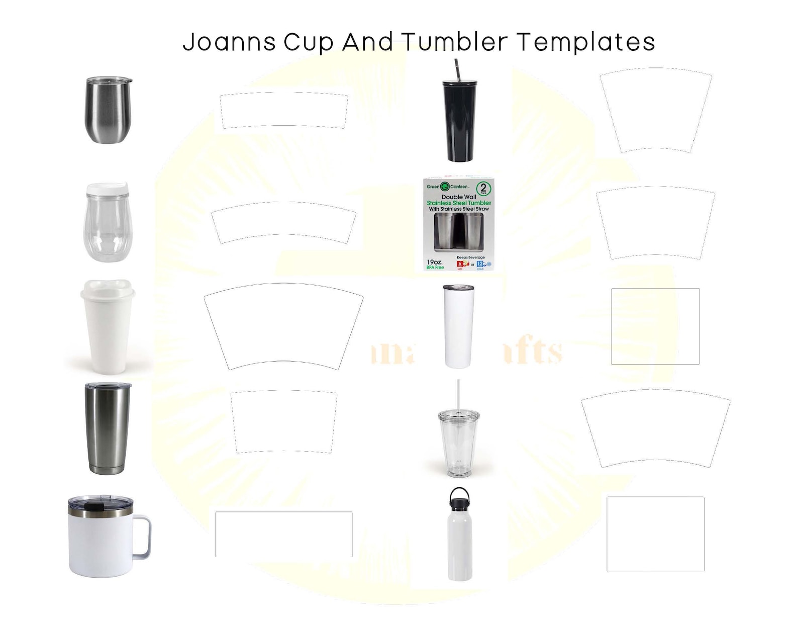 Joanns Cup Tumbler Template Collection Bundle Svgpngdxfpdfcricut Silhouette Siser