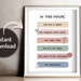 Family Values Printable Poster, House Rules, Educational Learning ...