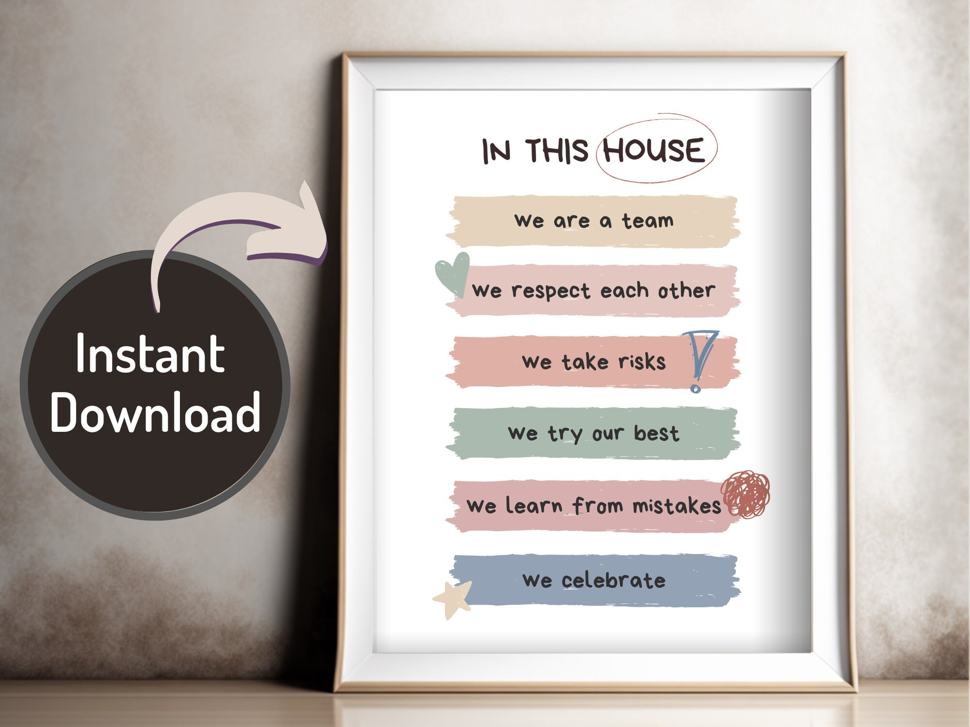 Family Values Printable Poster, House Rules, Educational Learning ...