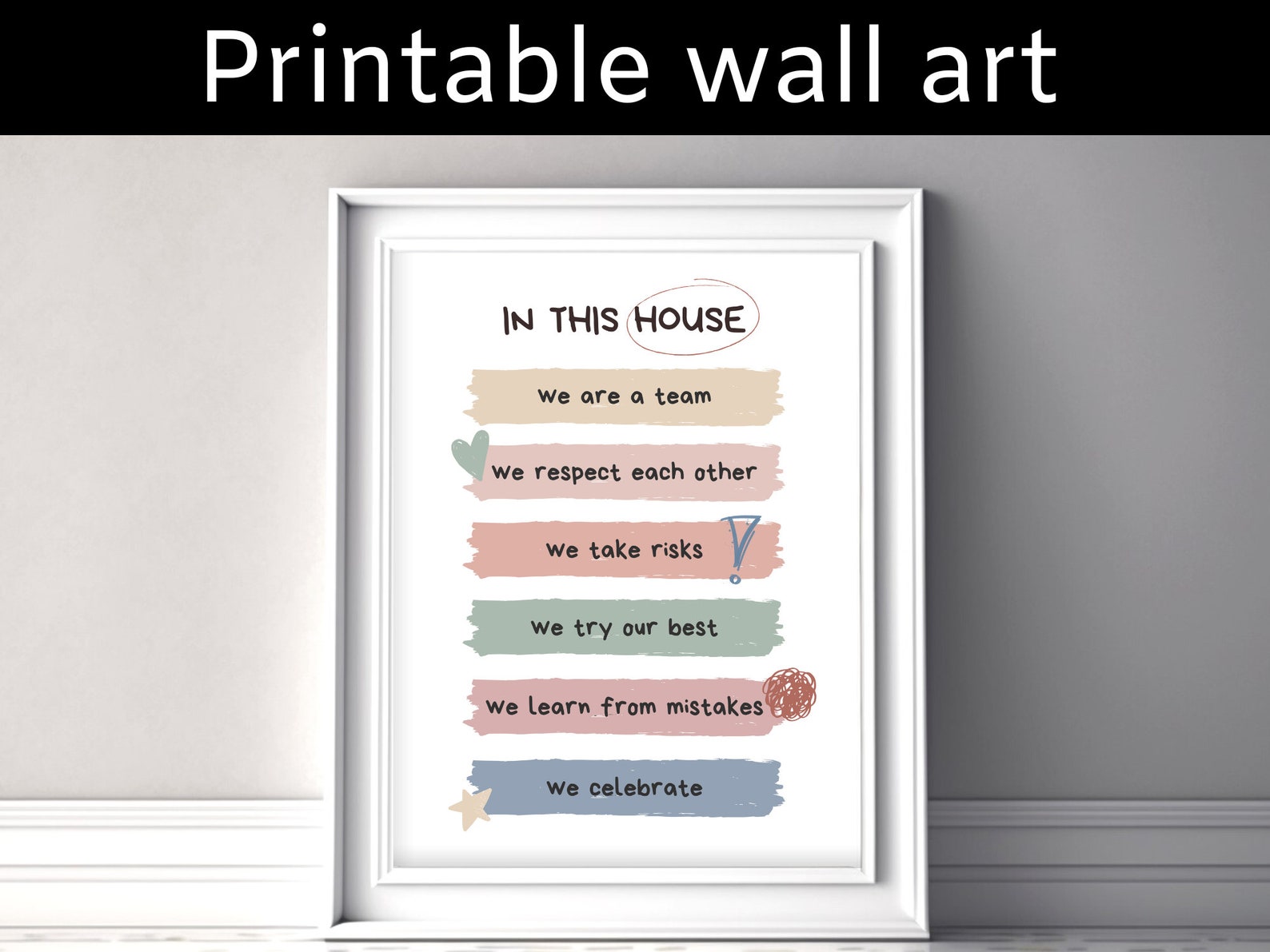 Family Values Printable Poster, House Rules, Educational Learning ...