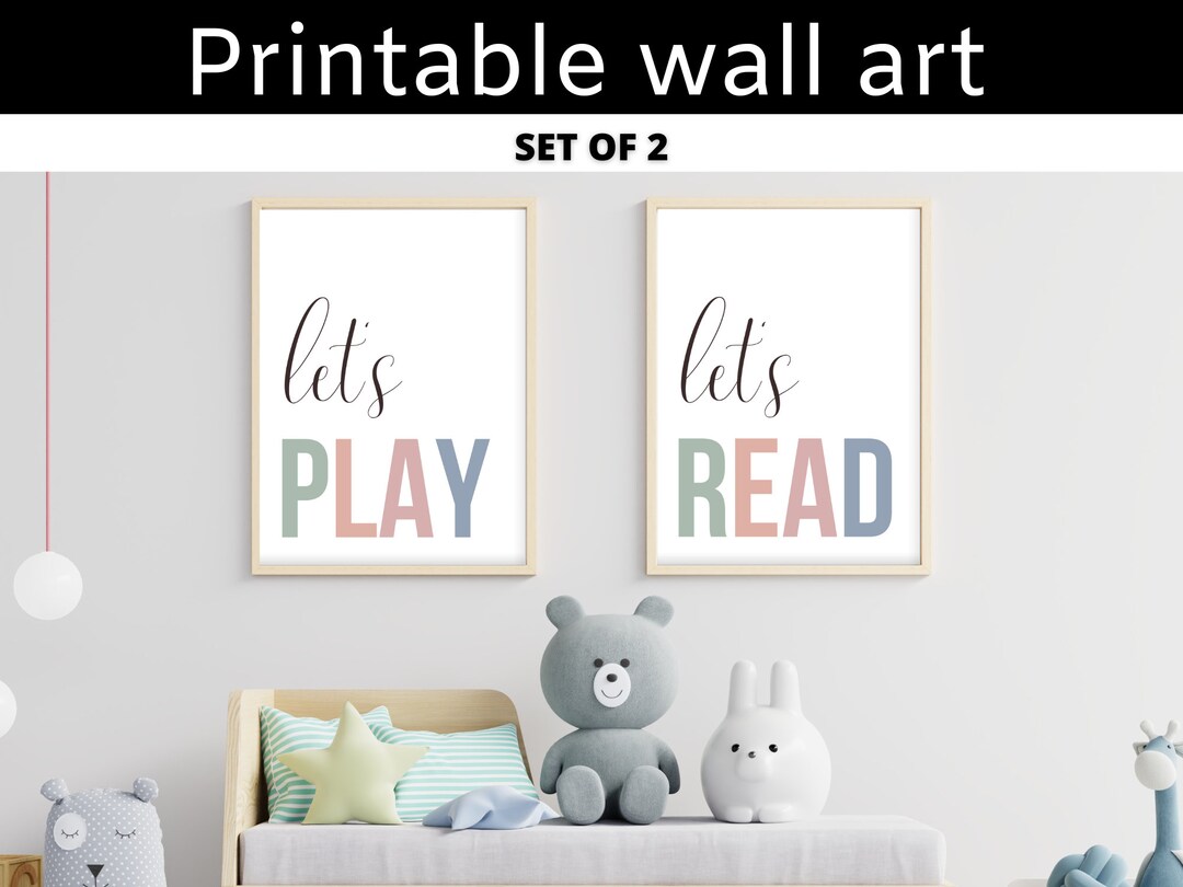 Let's Play Let's Read Playroom Prints - Educational Posters - Toddler ...