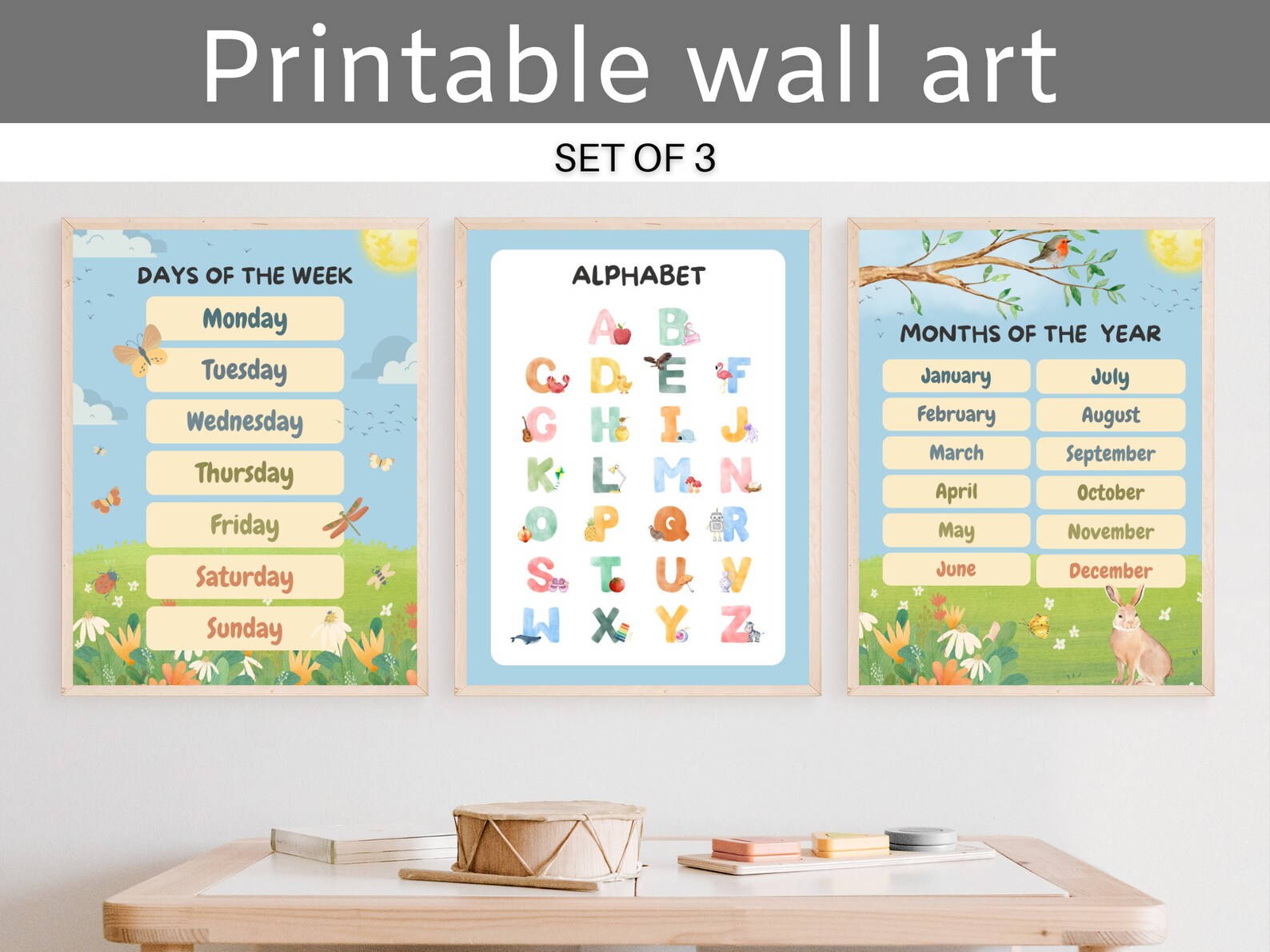 Montessori Classroom Printable Posters: Educational Set of 3 - Abcs ...
