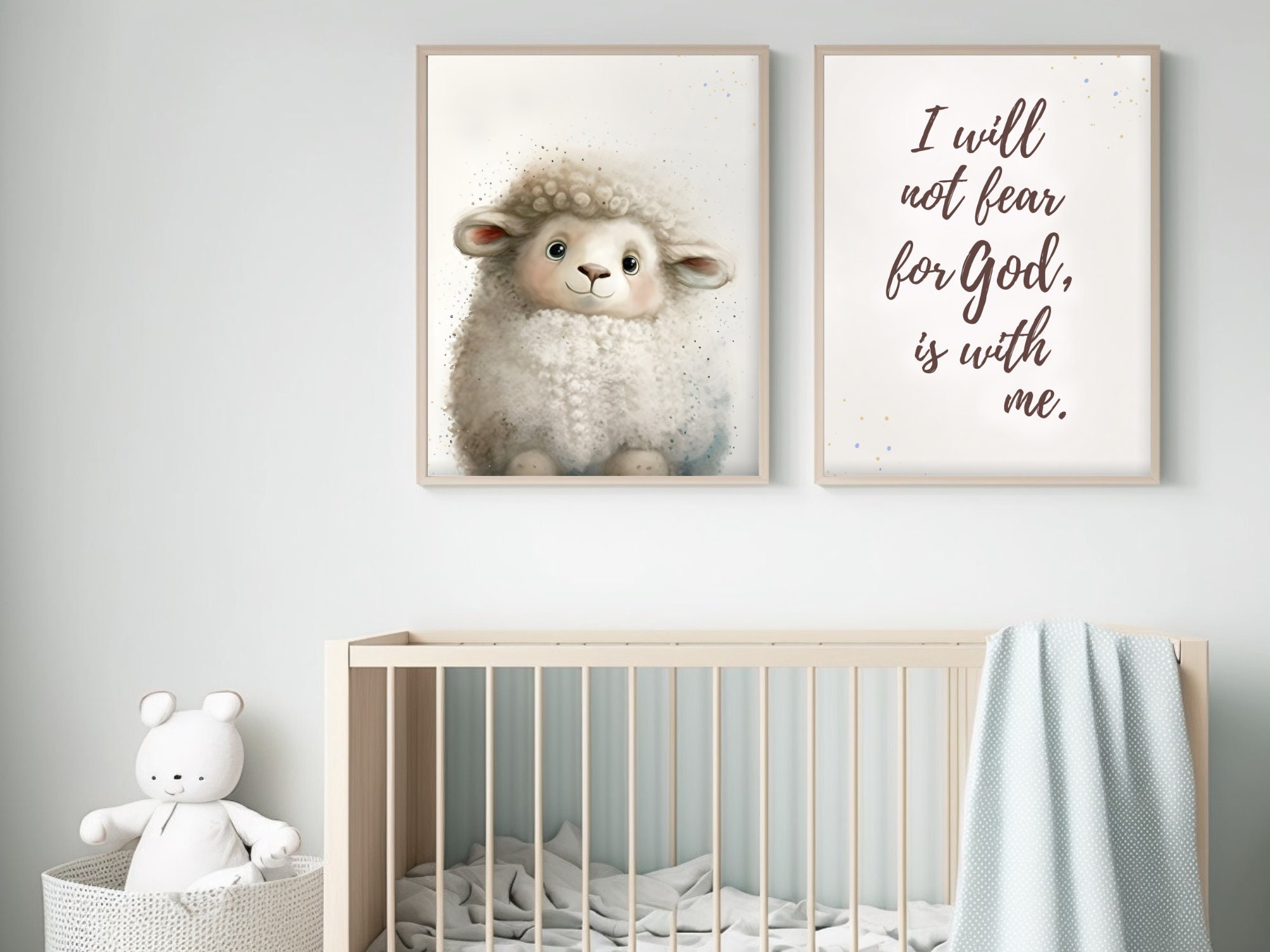 Fear Not Sheep Nursery Wall Art, Bible Verse Print, Christian Kids Room ...