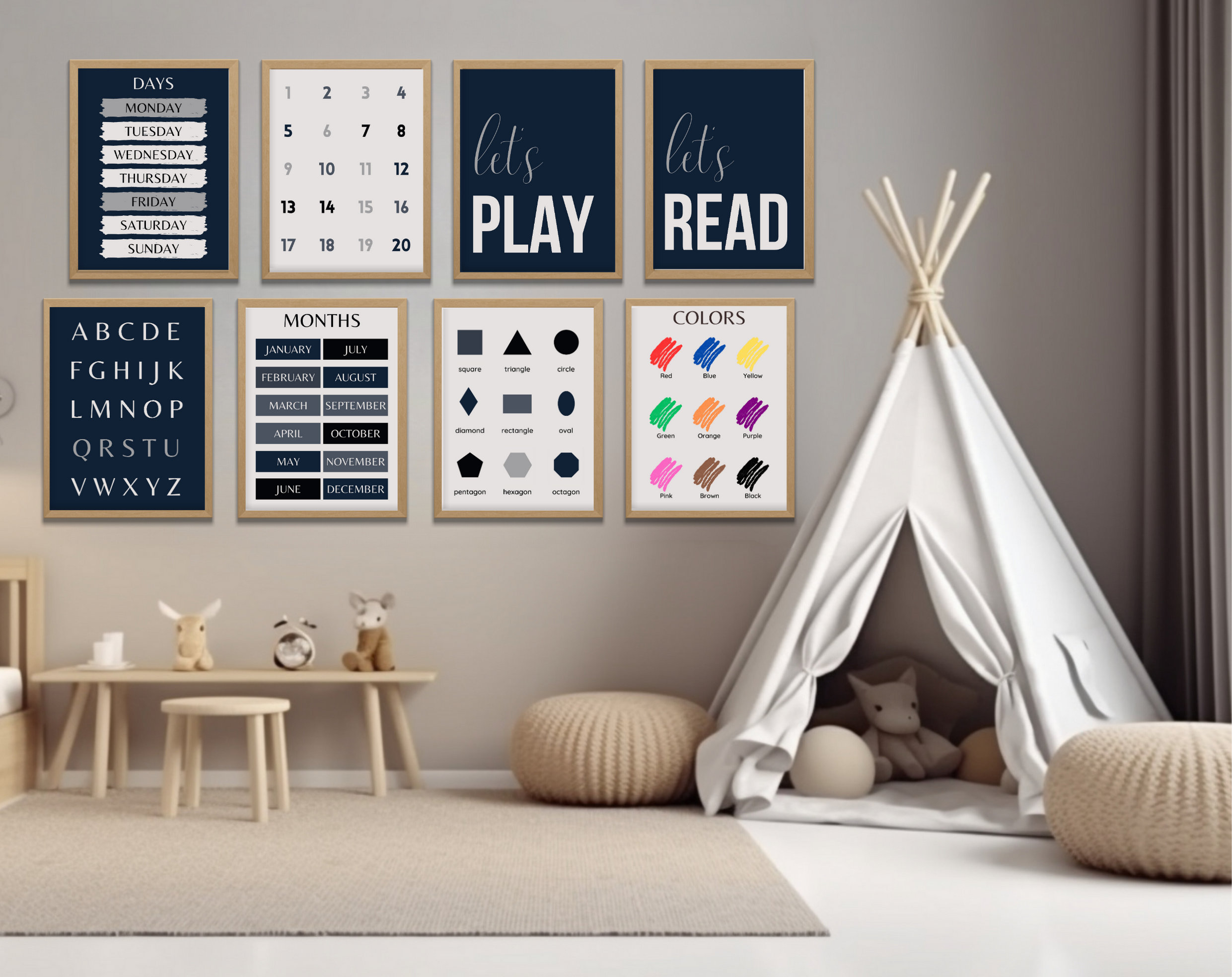 Montessori Homeschool Printable Posters: Toddler Playroom Wall - Etsy
