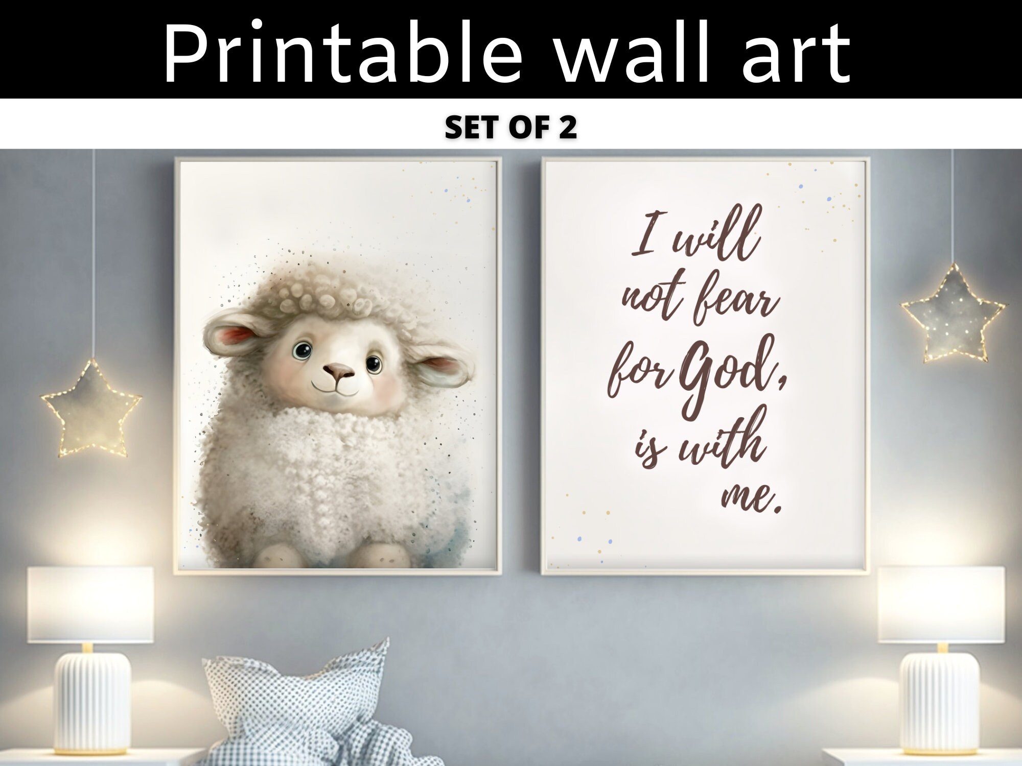 Fear Not Sheep Nursery Wall Art, Bible Verse Print, Christian Kids Room ...