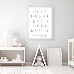 Montessori Alphabet Poster in Soft Pastel Colors | Educational Wall Art ...