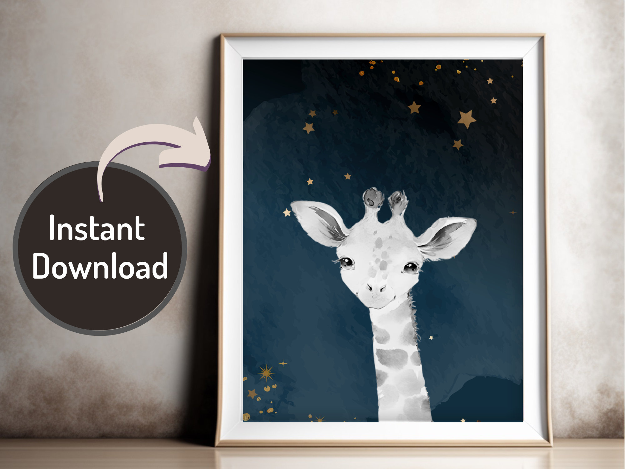Safari Nights: Set of 3 Starry Night Sky Animal Nursery Prints - Black ...